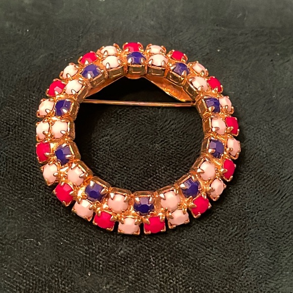 Jewelry | Vintage Red White And Blue Brooch Pin | Poshmark
